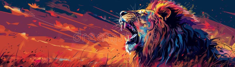 Abstract Lion with Vibrant Colors and Dramatic Lighting Stock ...