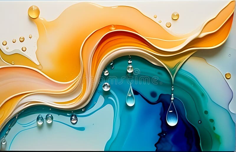 Abstract Liquid Art with Drops Stock Illustration - Illustration of ...