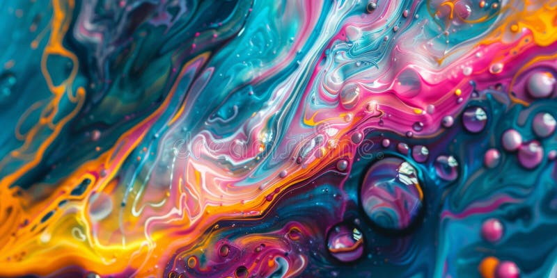 Abstract Liquid Art with Neon Colors and Fluid Patterns Represents ...