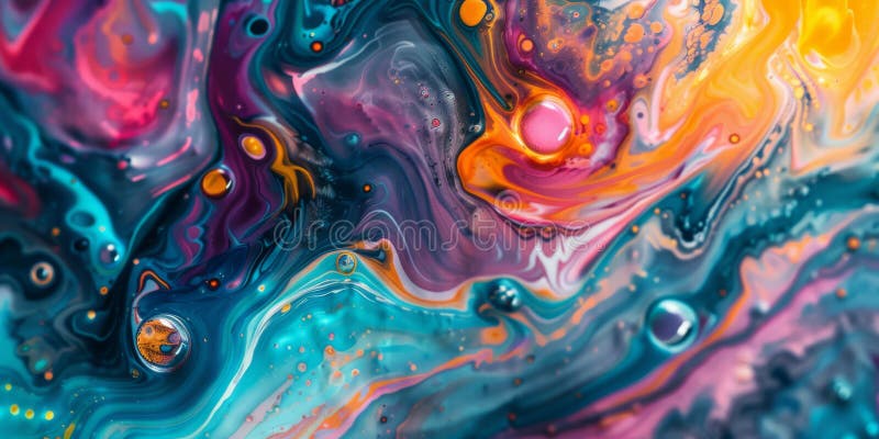 Abstract Liquid Art with Neon Colors and Fluid Patterns Represents ...