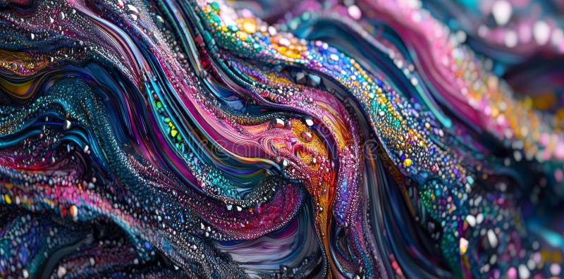 Abstract, Liquid Art, Swirving Liquid Waves with Vibrant Colors Stock ...