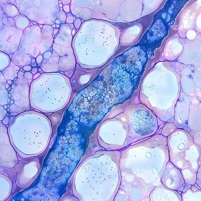 Abstract Liquid Art with Vibrant Blue and Purple Cells Forming Organic ...