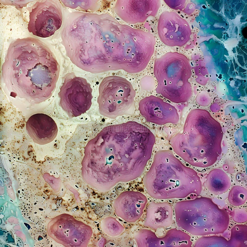 Abstract Liquid Art with Vibrant Blue and Purple Cells Forming Organic ...