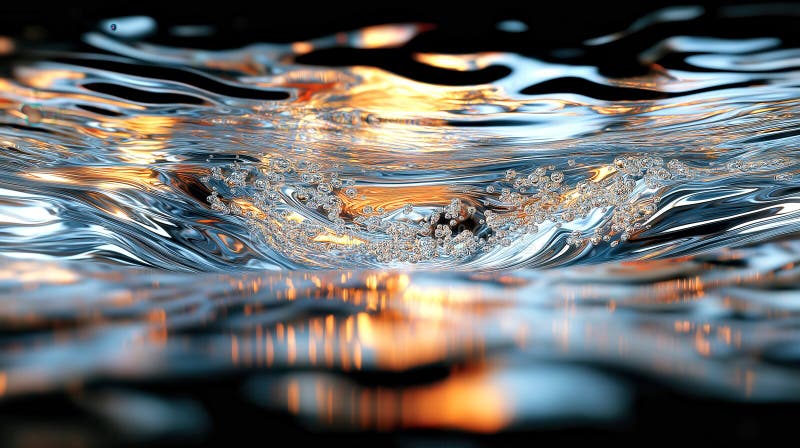 Abstract Liquid Art: Vibrant Reflections and Motion in Rippling Water ...