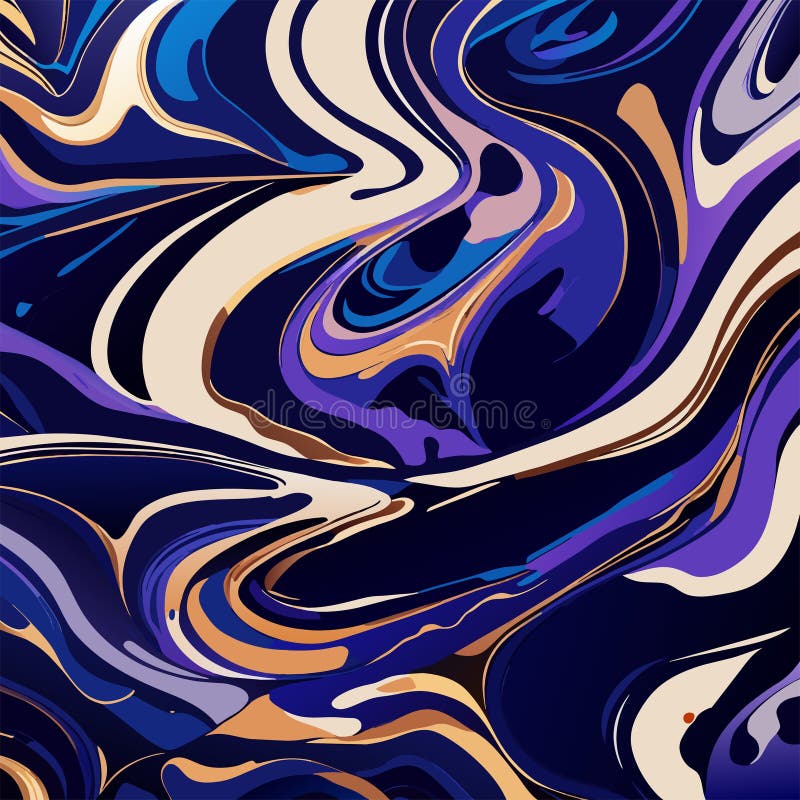 Abstract Liquid Background. Vector Illustration. Blue and Beige Colors ...