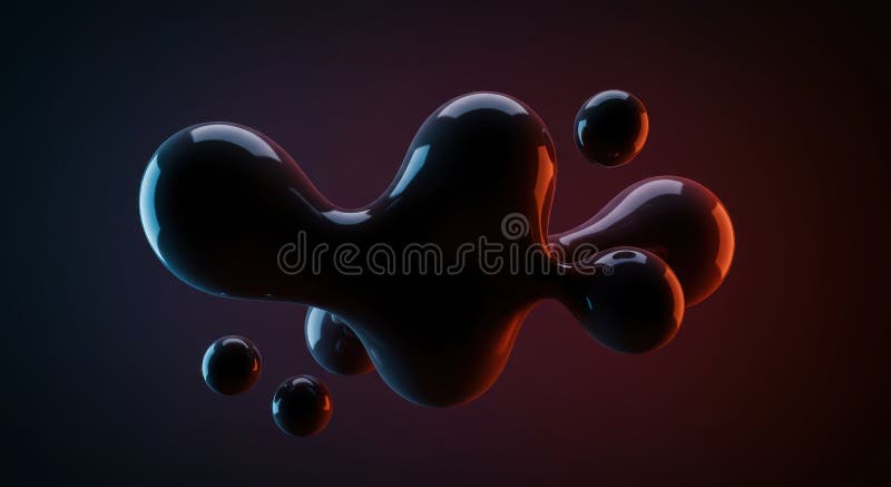 Abstract Liquid Blob Sculpture with Red and Blue Lighting Stock Photo ...