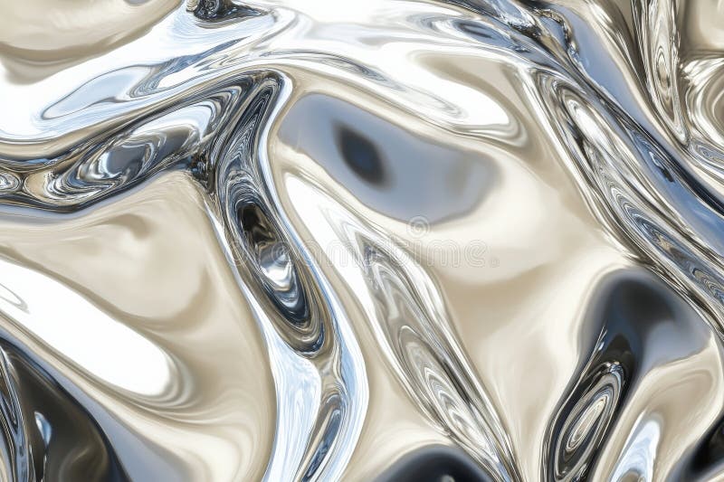 Abstract Liquid Chrome Texture, Bold Silver Waves with Smooth ...