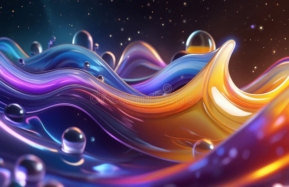 Abstract Liquid Circles with Glowing Edges Stock Illustration ...