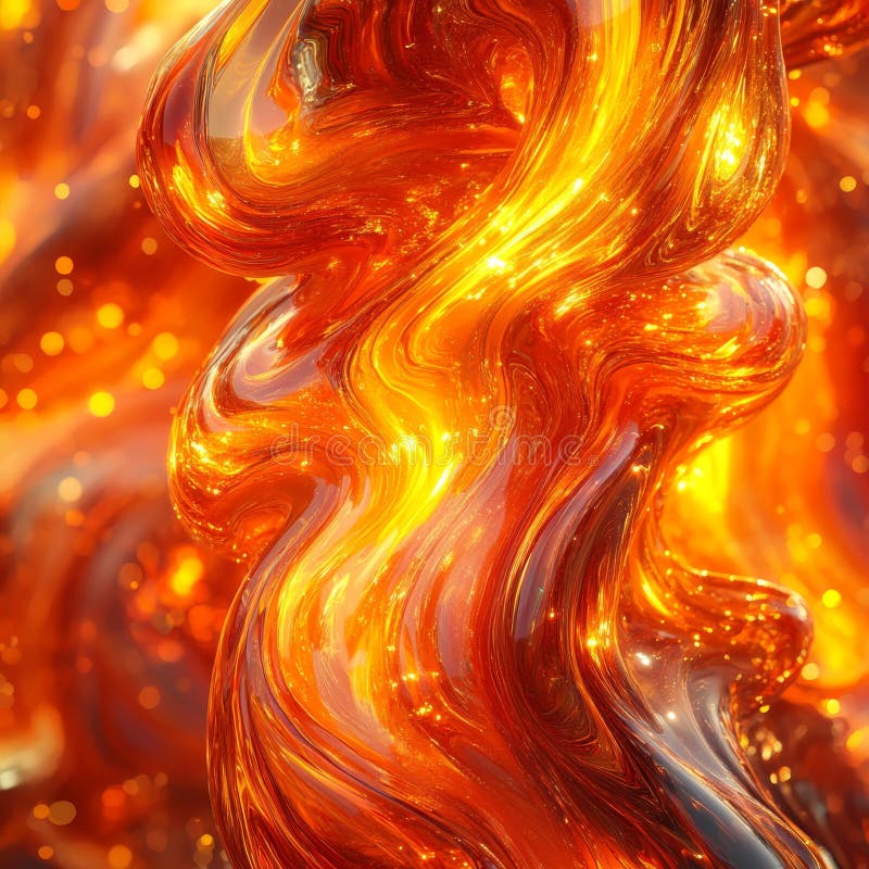 Abstract Liquid Fire Swirling Orange and Gold Particles in Motion, 3D ...