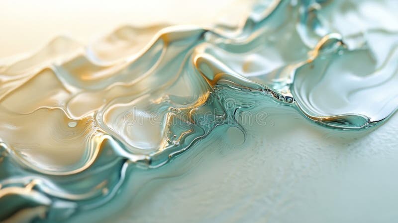 Abstract Liquid Flow with Teal and Gold Hues Stock Illustration ...
