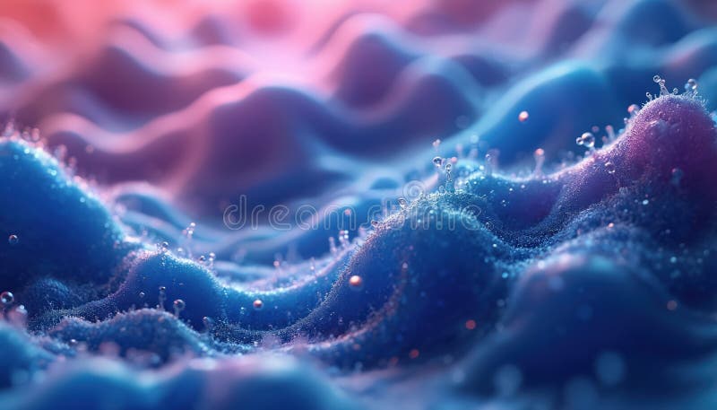 Abstract Liquid Forms in Blue, Purple Colors Flow, Ripple. Bubbles ...