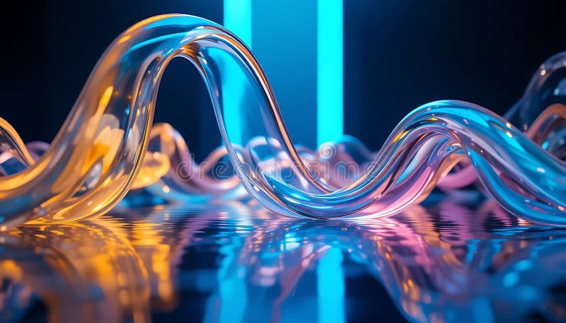 Abstract Liquid Forms Shimmering in Neon Light Stock Illustration ...