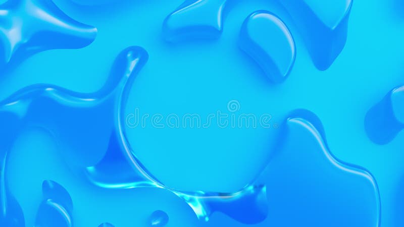 Abstract Liquid Glass Flow, Blue Water Drops Animation with a Central ...