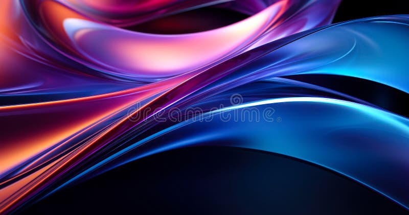 Abstract Liquid Glass Holographic Iridescent Neon Curved Wave in Motion ...