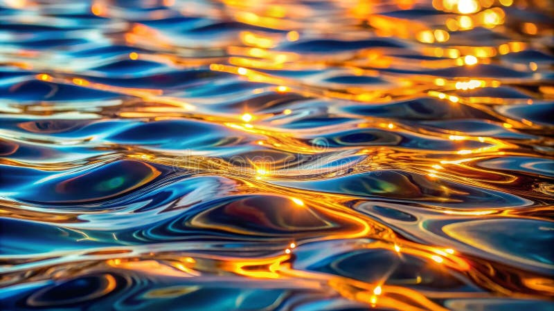 Abstract Liquid Gold and Azure Water Surface Texture. Generative AI ...