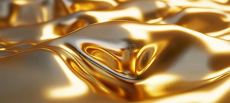 Abstract Liquid Gold, Golden Waves Background. Melted Gold or Oil ...