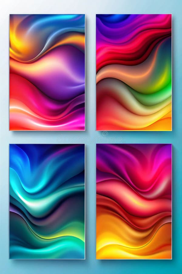 Abstract Liquid Gradient Background Set with Dark Color Blend Stock ...