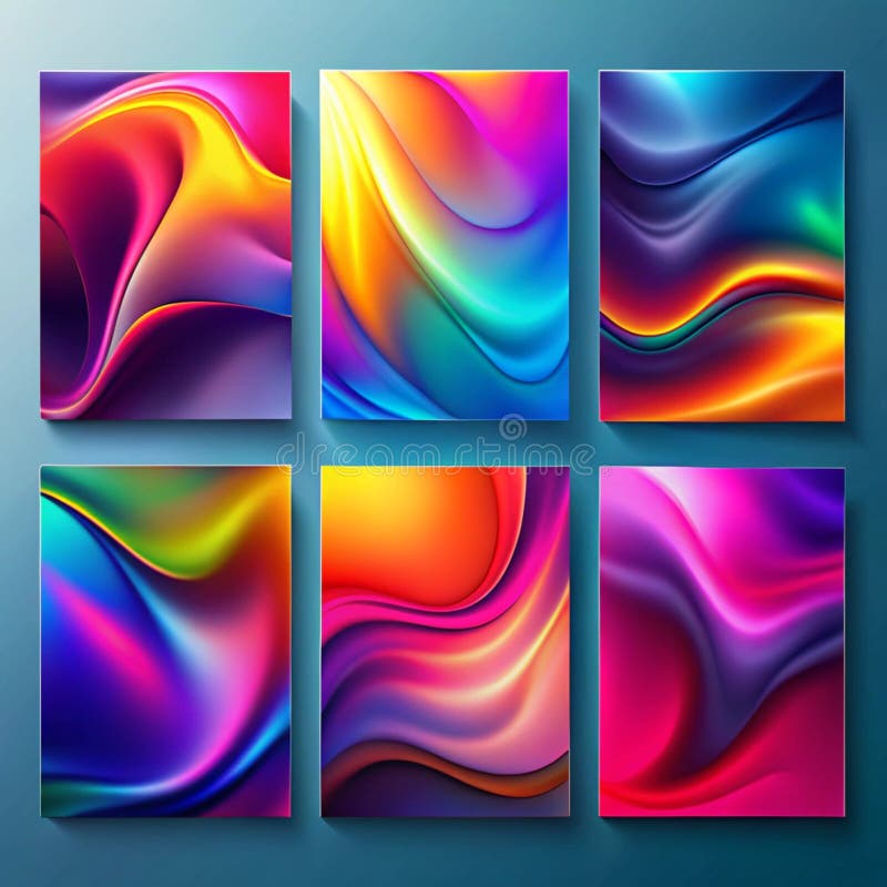 Abstract Liquid Gradient Background Set with Dark Color Blend Stock ...