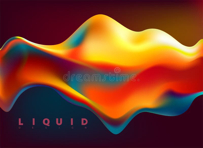 Abstract Liquid Gradient Elements on Dark Background. Stock Vector ...