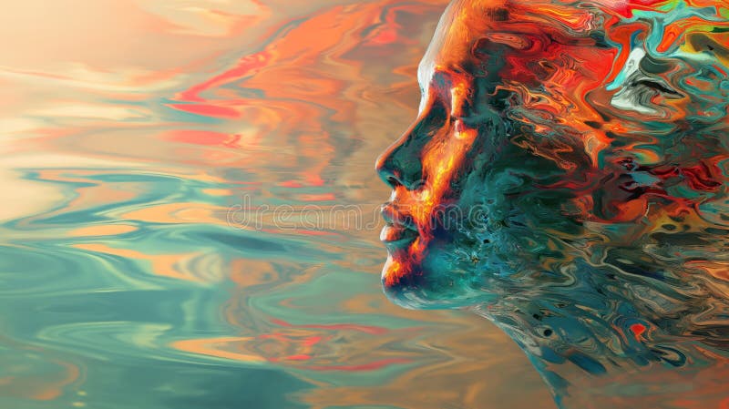 Abstract Liquid Human Profile Stock Photo - Image of flowing, human ...