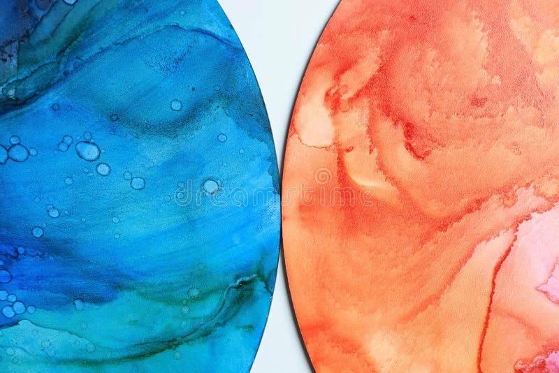 Abstract Liquid Ink Art Paintings on White Background, Top View Stock ...