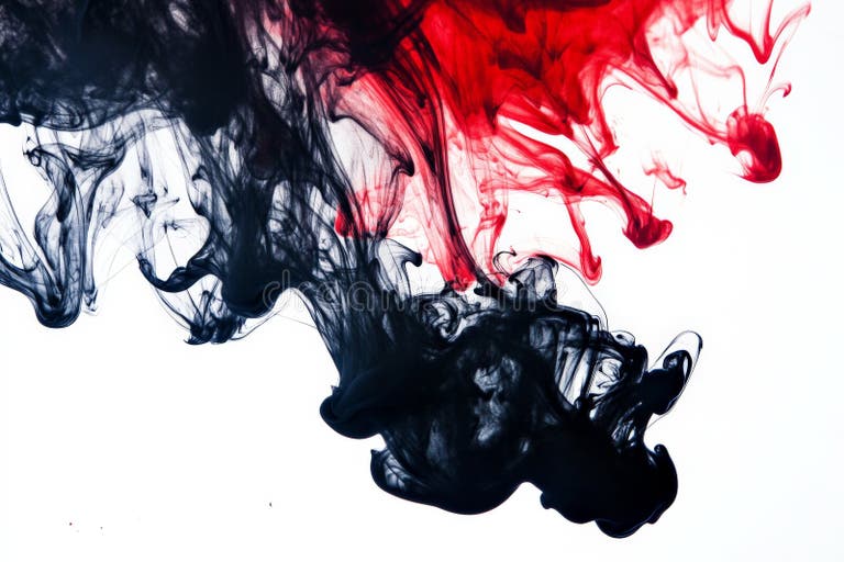 Abstract Liquid Ink Texture, Bold Swirling Patterns of Black and Red ...