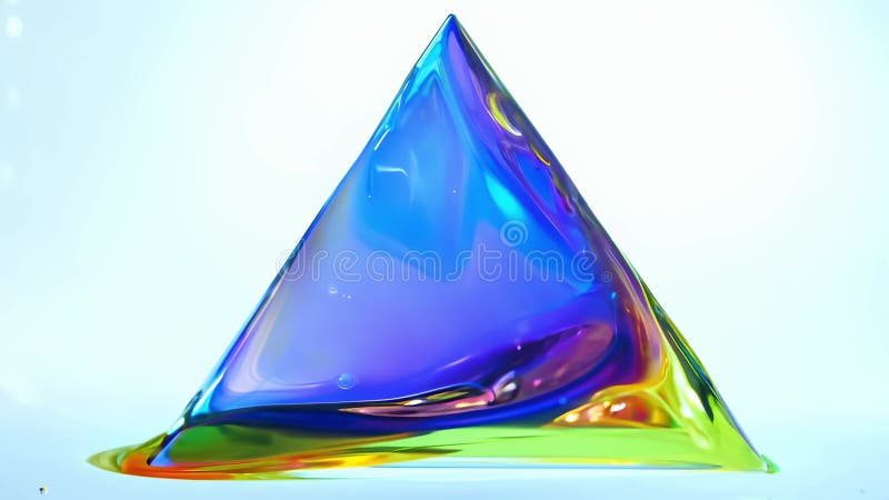 Abstract Liquid Iridescent Colors Forming a Triangle in a Realistic 3D ...