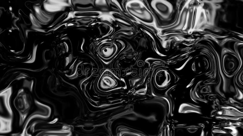 Abstract Liquid Metal Reflection Looping Animation in Black and White ...