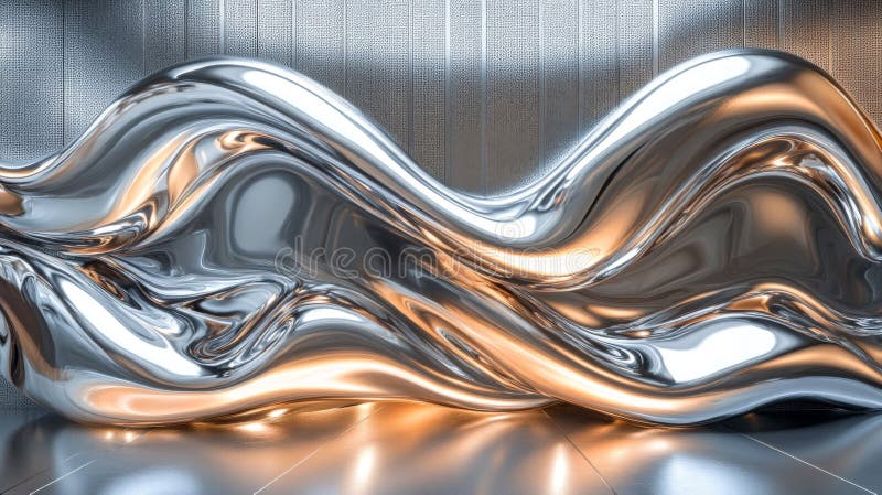 Abstract Liquid Metal Sculpture with Reflective Surface Stock ...