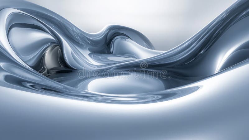 Abstract Liquid Metal Surface with Smooth Waves and Reflective Texture ...