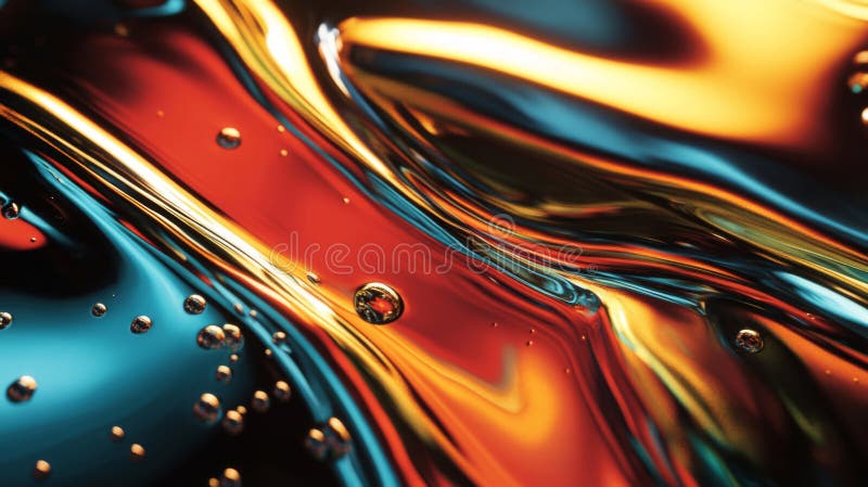 Abstract Liquid Metal Swirls with Bubbles Stock Illustration ...