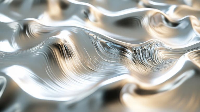 Abstract Liquid Metal Texture Background with Silver Waves Stock ...