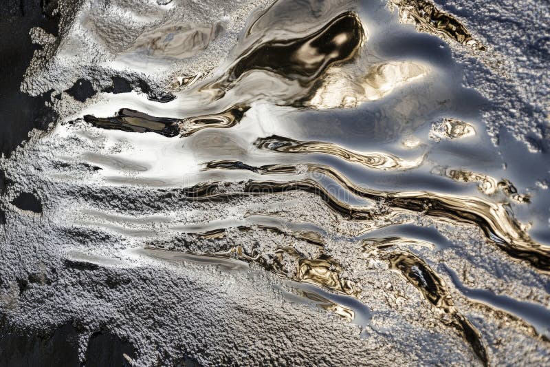 Abstract Liquid Metal Texture, Dynamic Molten Silver Patterns with ...