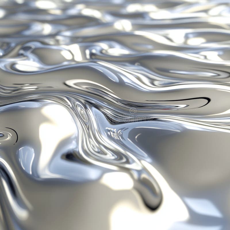 Abstract Liquid Metal Texture, Fluid Metallic Background, Silver Waves ...