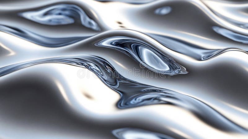 Abstract Liquid Metal Texture with Reflective Surface Stock ...