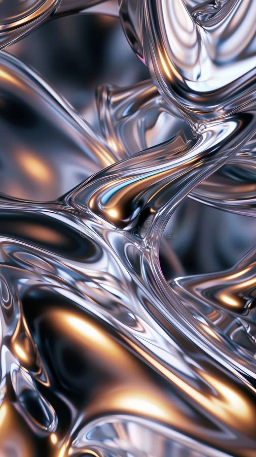 Abstract Liquid Metal Texture with Shiny Reflections Stock Photo ...