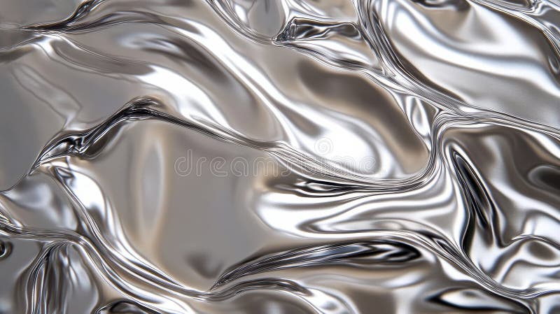 Abstract Liquid Metal Texture with Shiny Silver Waves for Futuristic ...