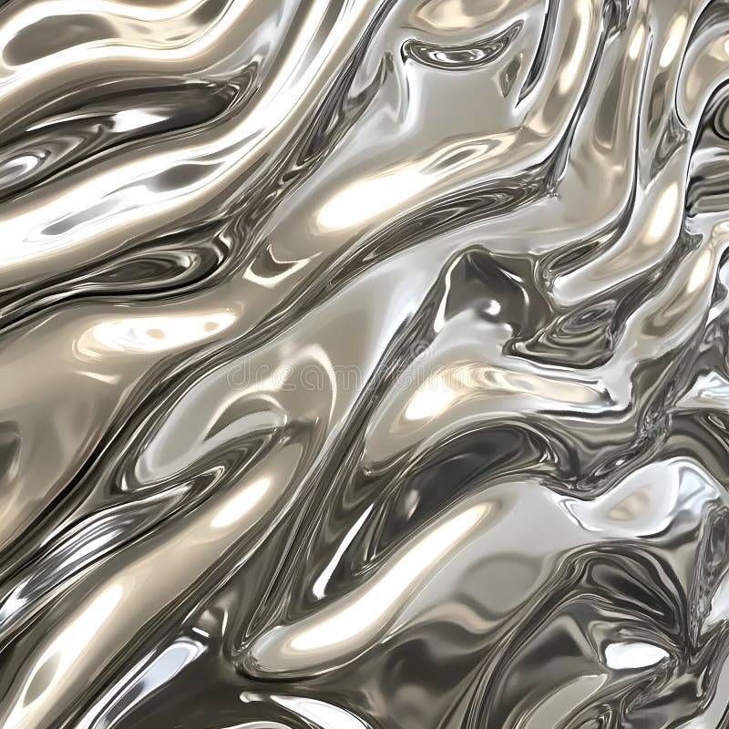 Abstract Liquid Metal Texture Silver and Gray Reflective Surface with ...