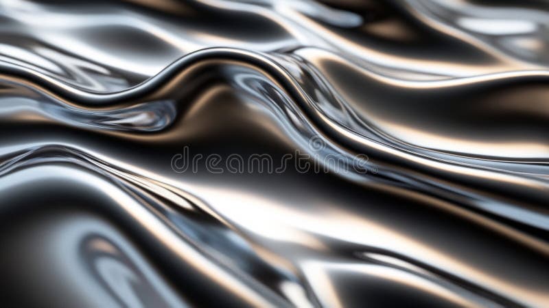Abstract Liquid Metal Texture with Silver Waves Stock Illustration ...
