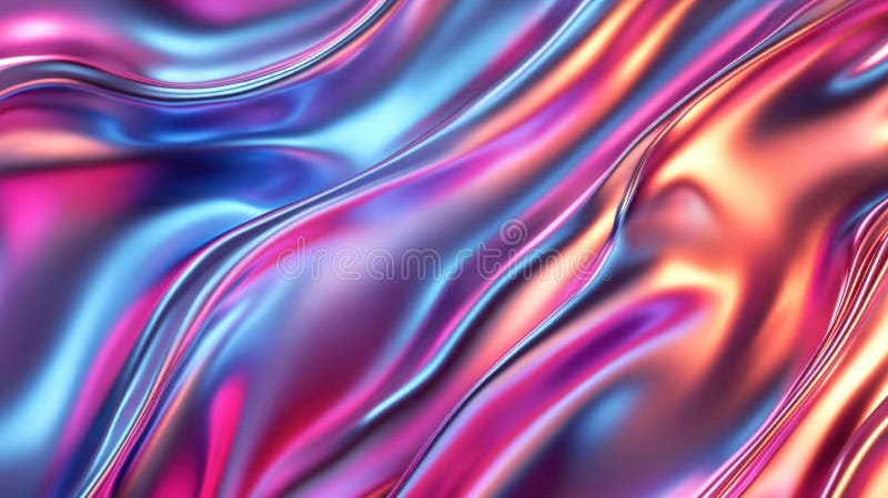 Abstract Liquid Metal Waves, a Futuristic 3D Render Stock Illustration ...
