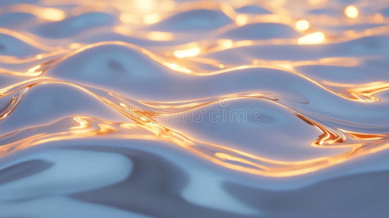 Abstract Liquid Metal Waves with Golden Glow Stock Illustration ...