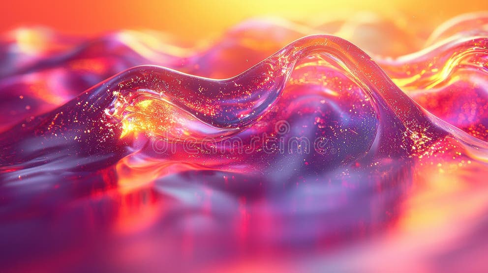 Abstract Liquid Metal Waves with Surreal Colors and Reflections Create ...