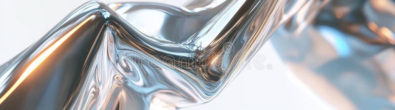 An Abstract Liquid Metallic Flow that is Silver in Color Has Highlights ...