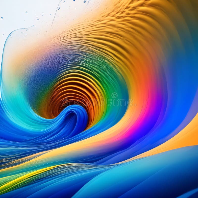 Abstract Liquid Motion Flow Explosion. Curved Wave Colorful with Paint ...
