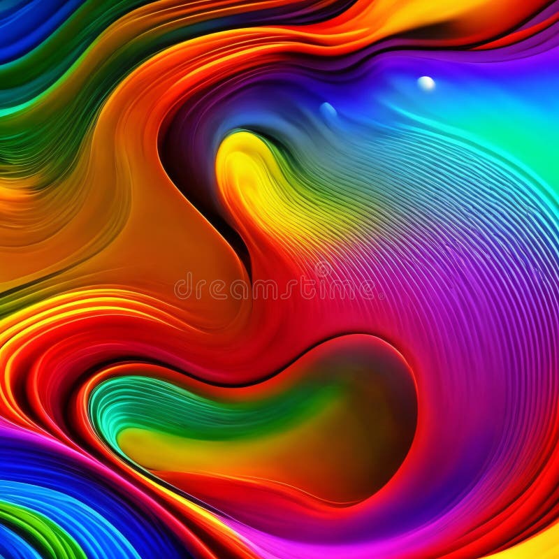 Abstract Liquid Motion Flow Explosion. Curved Wave Colorful with Paint ...