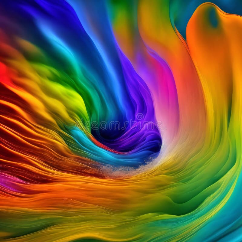 Abstract Liquid Motion Flow Explosion. Curved Wave Colorful with Paint ...
