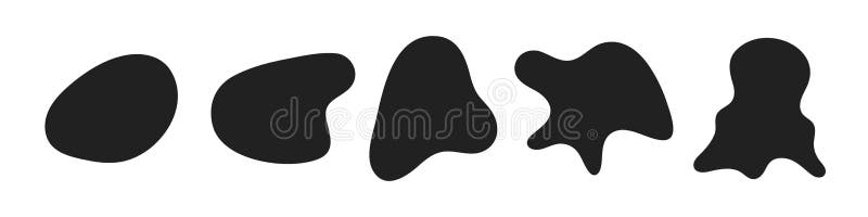 Abstract Liquid Organic Black Irregular Blotch Shapes Flat Style Design ...