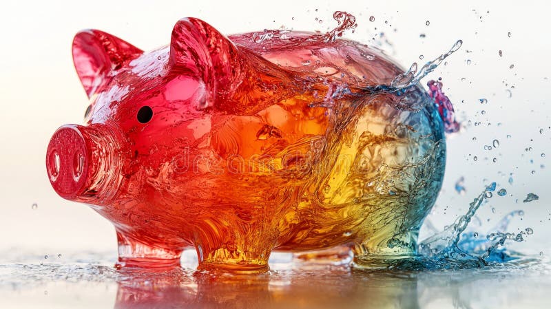 Abstract Liquid Paint Forms Piggy Bank Vibrant Splashes and ...