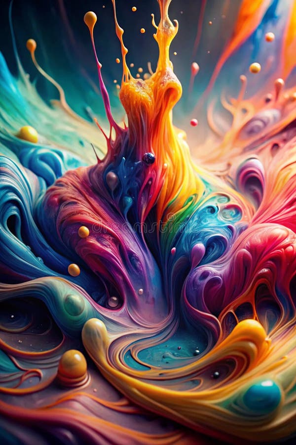 Abstract Liquid Paints Blending in Gentle Flow Stock Illustration ...