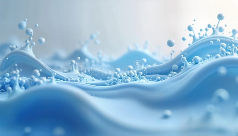 Abstract Liquid Scene Flows Endlessly. Gentle Light Blue Liquid ...